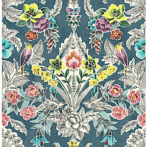 NuWallpaper NU3037 Summer Love Teal Peel & Stick Wallpaper, Multicolor