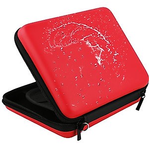 GPCT Nintendo 2DS Hard Shell EVA Carry Case Cover Bag. Protects Against Bumps/Drops/Dust/Dirt/Scratches. Protective Travel Storage Cover Pouch W/ 8 Game Holders, Double Zipper Zip Pocket- Red