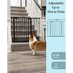InnoTruth 39.6” Dog Gate for Stairs & Doorways, 30" Tall Baby Gate Pressure Mount Pet Gates, Easy Step Auto Close Both Sides Walk Thru Child Gate, Dual-Lock Safety Design and One-Hand Opening, Black