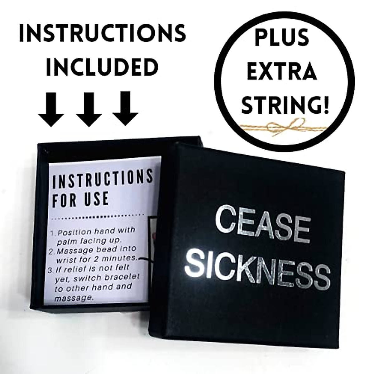 Cease Sickness Anti Nausea Wristband, Relief for Motion Sickness and Morning Sickness, Acupressure Wristband, Push Bead Into Wrist, Seasickness, Helps Vertigo, Relieves Dizziness