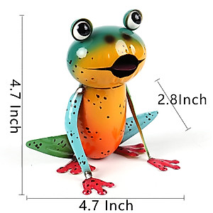 Cruis Cuka Metal Garden Decor Yard Art for Outside Cute Frog Lawn Patio Ornaments Backyard Outdoor Decorations - Set of 2(Yellow,Green)