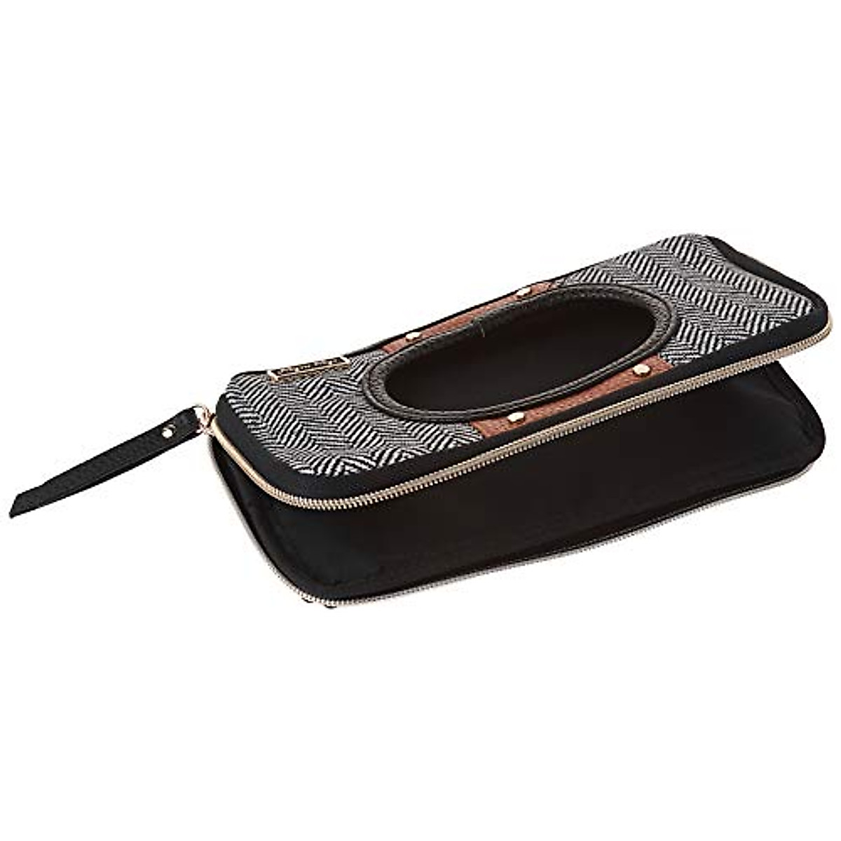 Itzy Ritzy Travel Wipes Case – Portable, Refillable Wipes Pouch Includes Removable Clips for Car Visor or Seat Back; Wipes Holder Perfect Diaper Bag & Travel - Holds Up to 64 Wipes (Coffee & Cream)