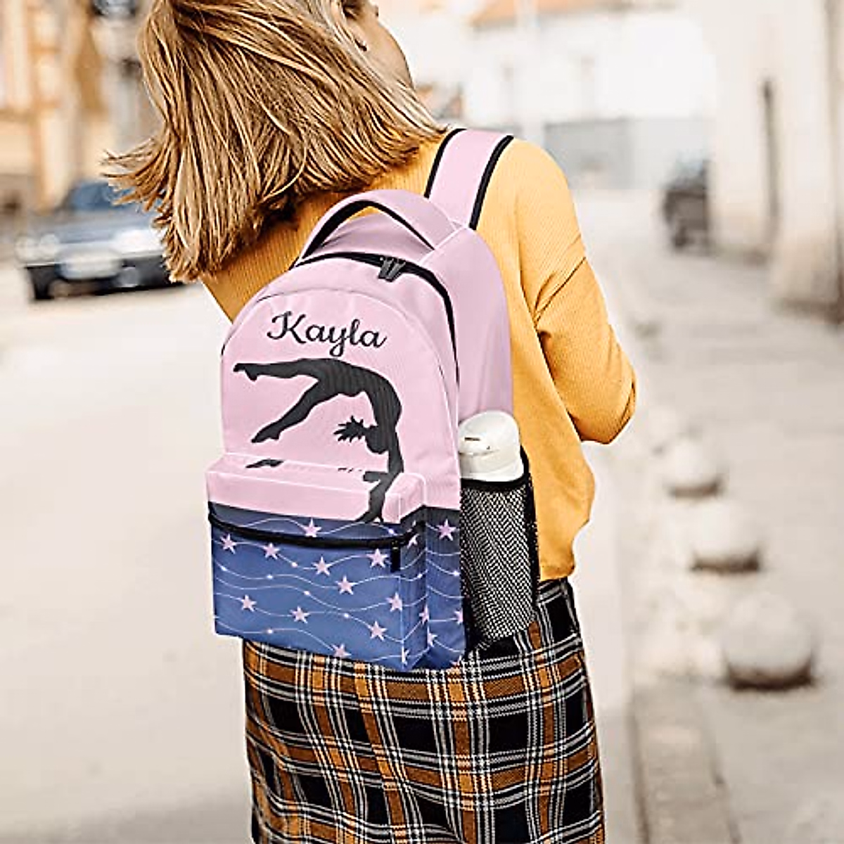 Eiis Gymnastics Stars Pink Blue Students Personalized School Backpack for Kid-Boy /Girl Primary Daypack Travel Bookbag,P22889,One Size