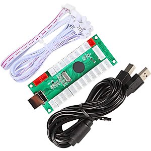 EG STARTS 2 Player Arcade Game DIY Kits Part 2 Ellipse Oval Bat Joystick Handles + 20 LED lit Arcade Buttons Green & Blue Kits
