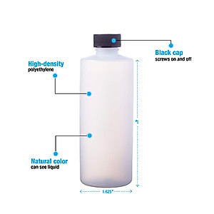 Consolidated Plastics Cylinder Bottle with Cap, HDPE, Natural, 4oz, 12 Piece