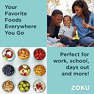 ZOKU - Insulated Food Canister, Wide Mouth Food Jar, Lightweight, Stainless Steel, Leakproof Thermos, Easy to Clean, BPA Free, For Adults and Kids (Silver) (16oz)
