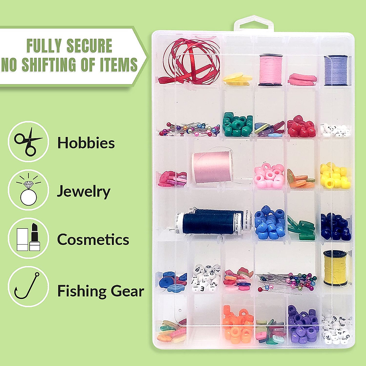 Outdoor 360 Plastic Organizer Box with Dividers 2 pack - 36 Compartment Organizer - Bead Organizer - Best for Bead Storage, Felt Board Letters, Fishing Tackle, Loom Bands (2)