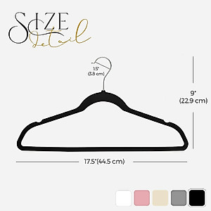 HOUSE DAY Premium Velvet Clothes Hangers Non-Slip Flocked Felt Hangers Heavy Duty Durable Coat and Suit Hangers | Vibrant Color Hangers | Lightweight Space Saving Hangers (10 Pack, Black)