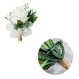 Dicanence 2 Pcs Flower Wrist Corsage Boutonniere Set Artificial Rose Bride Wristband Men Boutonniere Set Wedding Party Prom Suit Decoration for Groom Groomsman Best Man and Girl