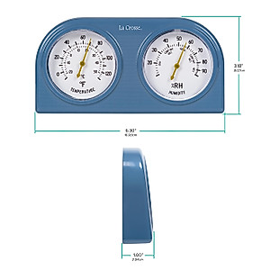 La Crosse 104-288BL-TBP Blue Analog Thermometer and Humidity Gauge