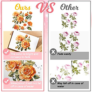 Cysincos Rub on Transfer for Crafts and Furniture,Iron on Transfers Stickers for Wood DIY Craft Supplies (Flowers-9 pcs)