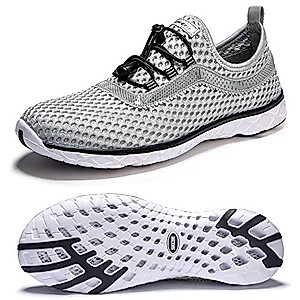 SUOKENI Women's Quick Drying Slip On Water Shoes for Beach or Water Sports Ultralight Walking Shoes LightGray,Size:US 8.5/EU 39