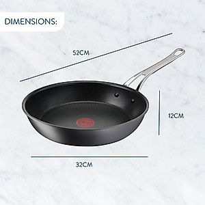 Tefal Jamie Oliver Cook’s Classics Frying Pan, 30cm, Non-Stick, Oven-Safe, Induction, Riveted Handle, Hard Anodised Aluminium, H9120744, Black