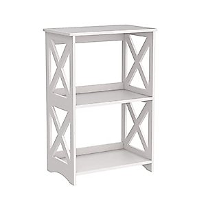 RIIPOO End Bedside Table 3 Tier, White, Bathroom Nightstand Shelf for Small Spaces, Living Room, Office, Dorms