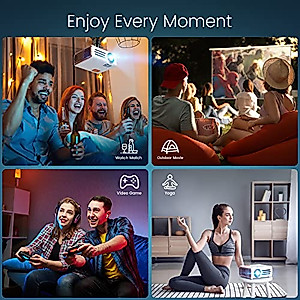 WiFi Bluetooth Native 1080P Projector[Projector Screen Included], 9500L Full HD Outdoor Movie Projector, Full-Sealed Optical Engine, Portable Projector Compatible with iOS/Android/PS4/TV Stick/HDMI