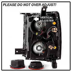 South Mud Bay Compatible with Cab Crew Extended [Chrome Trim] Headlight Lamp Pair HD-JH-CS14-CC-BK