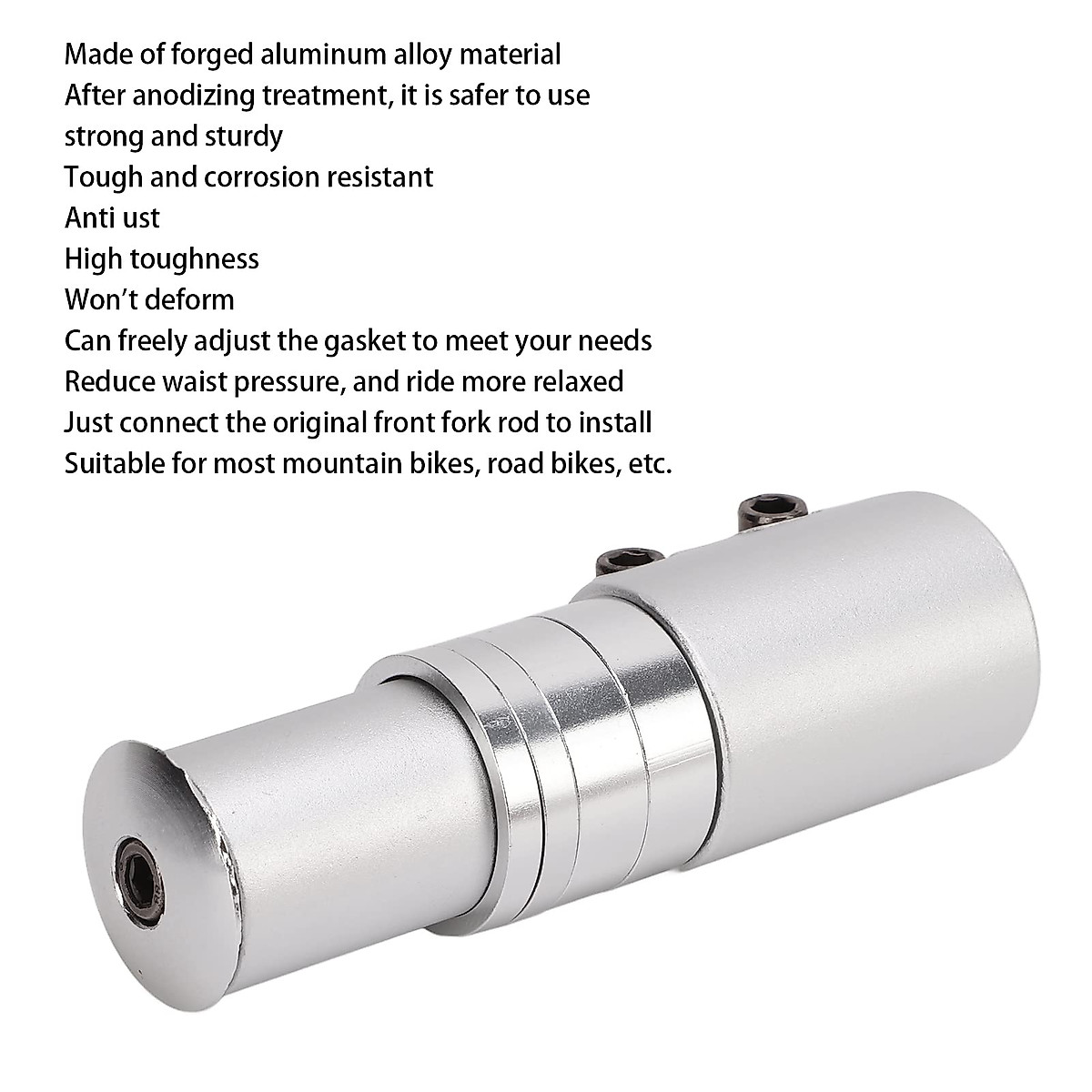 Dilwe Bike Stem Riser Adaptor, Aluminum Alloy Fork Stem Extender Up Adapter Suitable for Outdoor Mountain Road Bikes