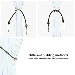 MALANOV Curtain Ropes Tiebacks Tie-Backs, Curtain Handmade Holdbacks, Polyester Curtain Tieback (Green-2Pc)