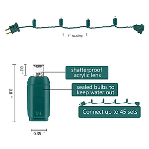 yongzhenlite 50 Count Wide Angle 5MM Mini LED Christmas Lights,White Led String Lights for Outdoor and Indoor Christmas Trees Decoration,Commercial Grade,Green Wire,17Feet,UL Listed (Cool White)