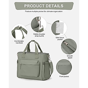 UPPACK Insulated Lunch Bag Women Large Lunch Tote Bag with Shoulder Strap Adult Lunch Box Fit and Fresh Lunch Bags for Women Men Lunch Boxes for Work Grey Green Lunch Bag with Water Bottle Holder