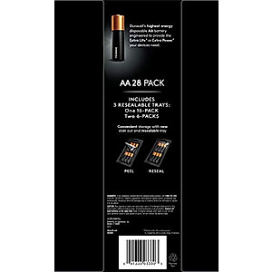 Duracell Optimum AA Batteries, 28 Count Pack Double A Battery With Long-lasting Power, All-Purpose Alkaline AA Battery For Household And Office Devices