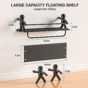 coorack Shower Caddy Floating Wall Shelves, COORACK 2 Pack Metal Hanging Shelf No Drilling Adhesive Wall Mounted Bathroom Shelf Black Floating Shelves Floating Shelves