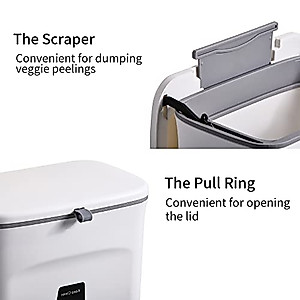 WDPUCHU 2.4 Gallon Hanging Trash Can for Kitchen Cabinet Door with Lid, Small Under Sink Garbage Can for Bathroom, Wall Mounted Counter Waste Compost Bin (White)