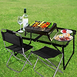 TIYASTUN Camping Table Small Foldable Table Small Folding Table Portable Table Adjustable Folding Table Picnic Table Beach Table Camp Table Grill Table bbq Table