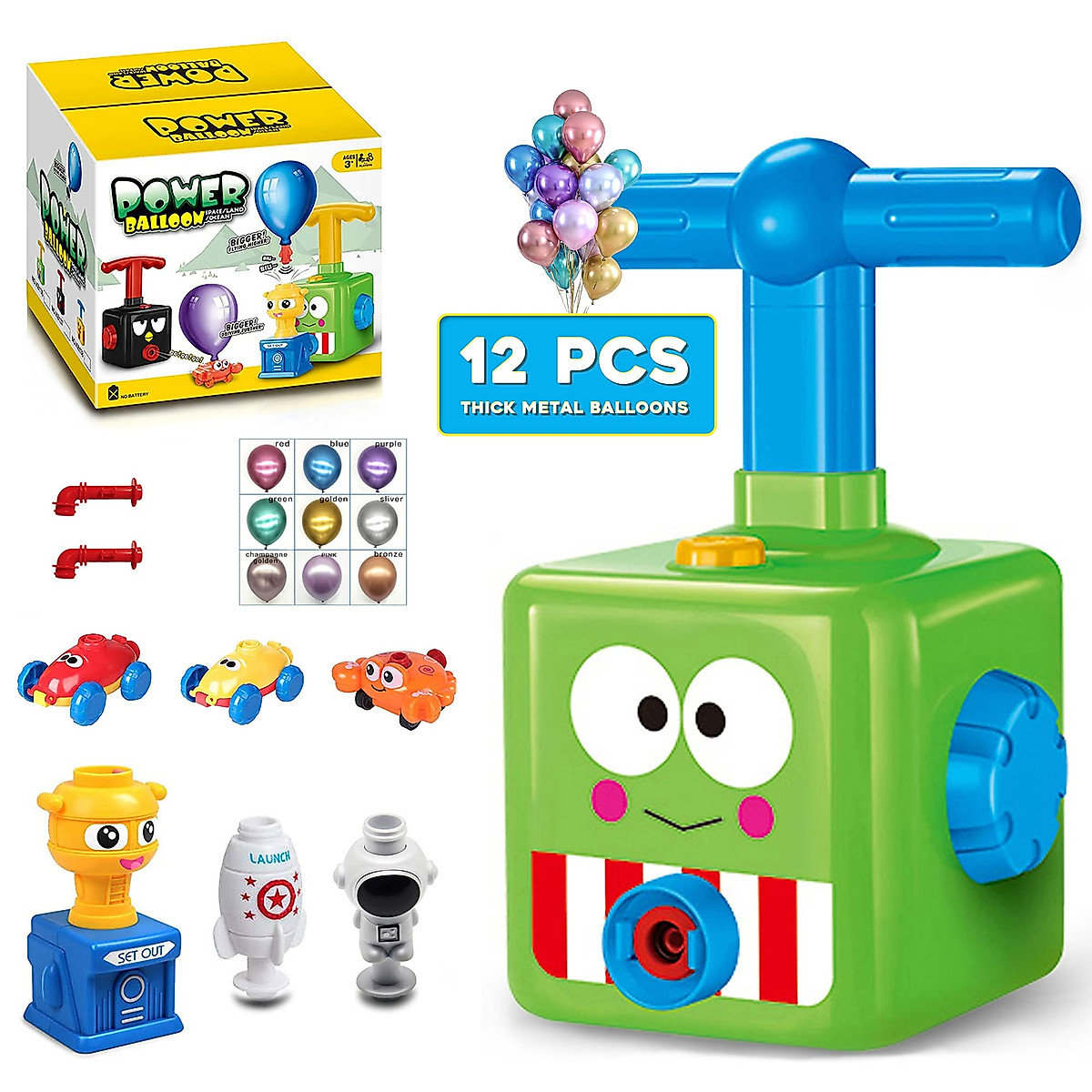 PZJDSR Balloon Launcher Car Toy Set,Balloon Powered Cars with Manual Pump Toy Balloon car,Rocket Balloons with Pump Preschool Science Toys Suitable for Boys and Girls Over 3 Years Old（red）