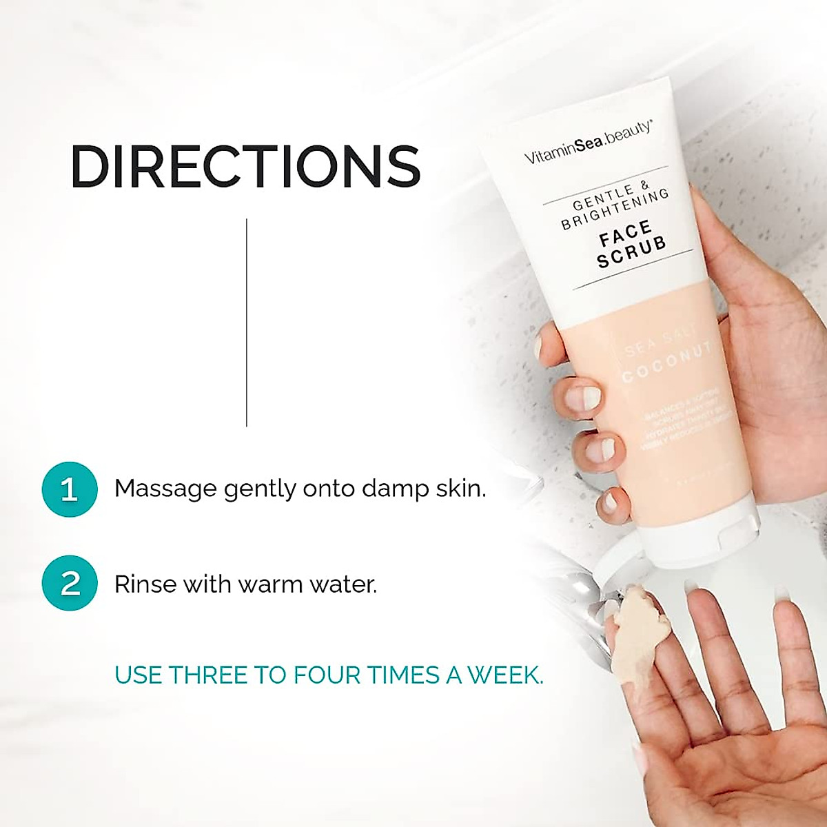 Vitamins and Sea Beauty, Hydrating Exfoliating Face Cleansing Wash Scrub, Skin Deep Pore Cleanser Minimizer with Sea Salt and Coconut Skincare, 5.1 Fl Oz