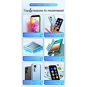 SOYES D18 Mini Phone Small Smartphone 3G Students Mobile Phones 1GB RAM 8GB ROM Android 6.0 Tiny Cellphone for Children (Sky Blue)