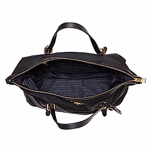 Prada Tessuto Black Nylon Leather Trim Shopping Tote Handbag 1BG253