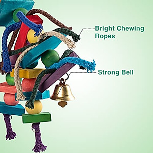 MEWTOGO Bird Parrot Wooden Toys, Multicolor Durable Bird Chewing Toy with Edible Coloring for Bird Cage Conures Cockatiels Foraging and Amazon Parrot Toys