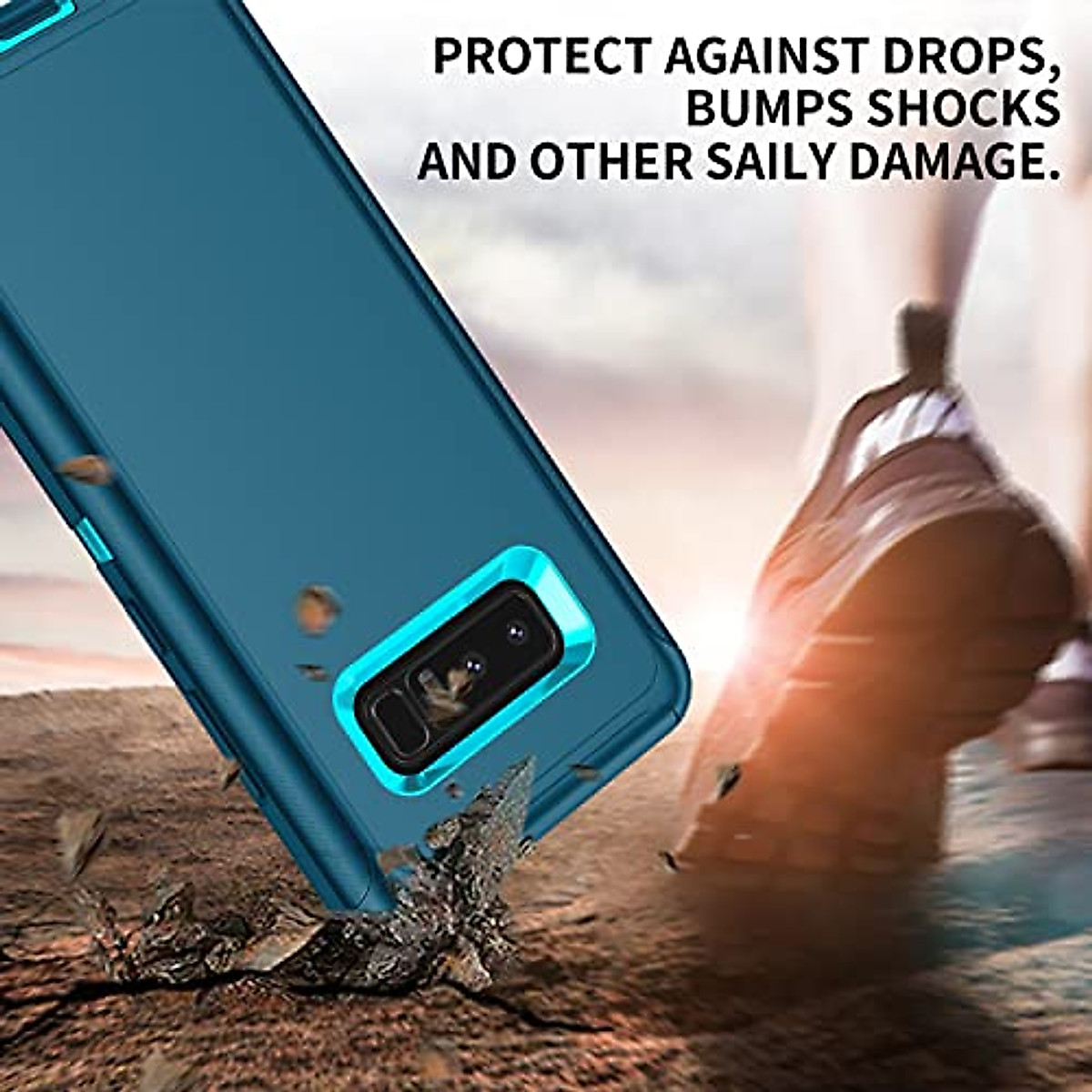 Mieziba for Galaxy Note 8 Case,Shockproof Dropproof Dustproof,3-Layer Full Body Protection Heavy Duty High Impact Hard Cover Case for Samasung Galaxy Note 8,Turquoise