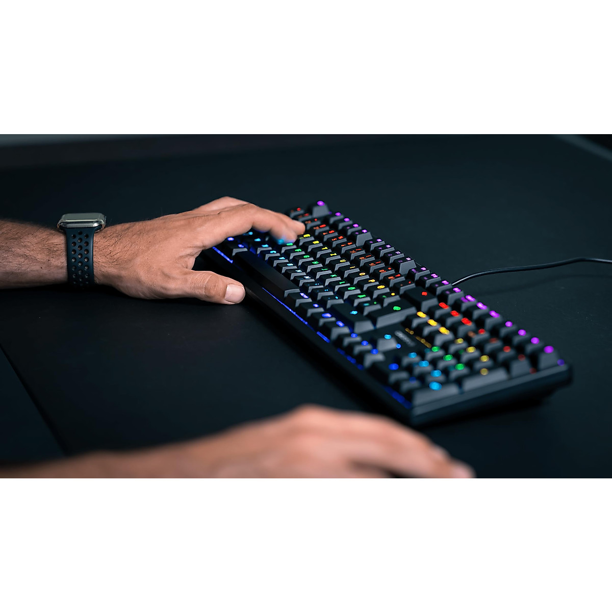 Cherry MX RGB Mechanical Keyboard with MX Red Silent Gold-Crosspoint Key switches for typists, Programmers, Creator, Coder, Work in The Office or at Home G80-3000N RGB (Full Size)