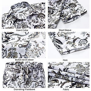 Litteking Men's 2 Piece Tracksuits Floral Hawaiian Sweat Suit Casual Short Sleeve Shirt and Shorts Suit Set Sports Outfit Style 1 2XL