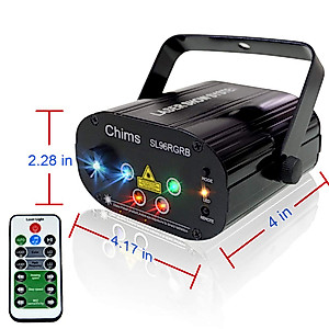 Chims DJ Light Show Projector Red Green Blue LED 96 Patterns RGRB Music Sound Activated Lighting Projector for Christmas Thanksgiving Party Holiday Festival Gift Family Party Disco Xmas