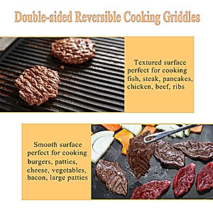 MOASKER 7566 Double Reversible Grill Griddle for Weber Genesis 300 Series(Model Years 2007-2016), E-310 E-320 E-330 S-310 S-320 EP-310 EP-320 CEP-310 CEP-320, Cast Iron Cooking Grate Replacement Parts