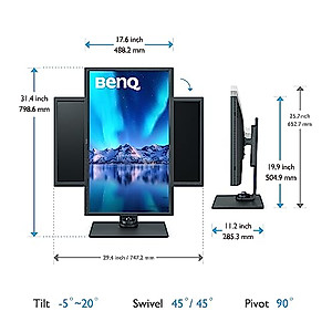 BenQ SW321C Photo Video Editing Monitor 32" 4K UHD | 99% AdobeRGB,100% sRGB,95% P3 | IPS | Hardware Calibrated | 16 bit 3D LUT | DeltaE ≤2 | Uniformity | HLG | AQCOLOR | Ergonomic | USB-C(60W) , Black