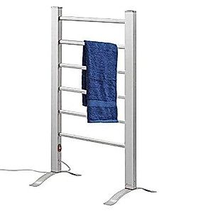 6 Bars Towel Warmer Rack, Aluminum Structure Bath Towel Heater, Stand Alone or Wall Mounted Towel Drying Rack, Fabrics Dryer for Household, Bathroom