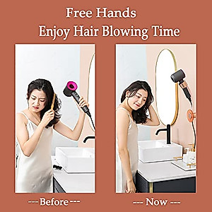 HZWZ Hair Dryer Holder Wall Mounted,Self Adhesive Blow Dryer Holder with Wire Organizer,Hair Dryer Lazy Bracket,Hair Dryer Holder Compatible with Most Hair Dryers