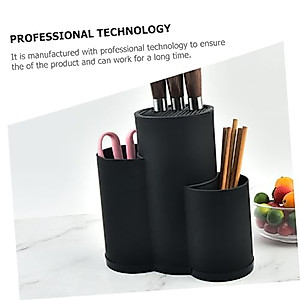 Unomor Knife Storage Kitchen Utensil Organizer Cutter Holder Countertop Block Silverware Drying Rack Chopstick Organizer Multi-function Cutter Storage Holder Makeup Brush Holders Pp Black