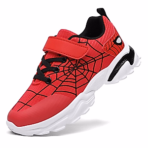 Wolidio Little/Big Kids Boys Girls Sneakers Lightweight Running Tennis Shoes Breathable Sport Athletic Fitness & Cross-Training Shoes Red and Black Size 8.5 Toddler
