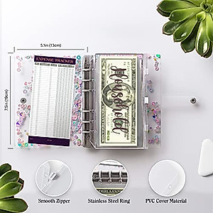 SOUL MAMA Budget Binder with Zipper Envelopes - Glitter Money Organizer for Cash, A6 Binder Cash Envelopes for Budgeting, Money Saving Binder & Pre-Printed Stickers for Christmas Gifts