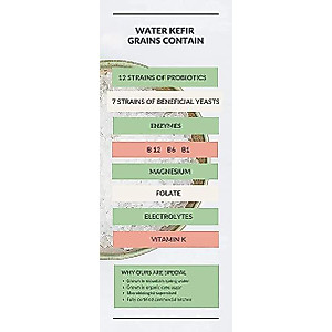 Organic Heirloom Starter Unlimited Usage Dehydrated Water Kefir Grains by Water Kefir World- Grown in Organic Specialty Sugars and Natural Spring Water - Organic, Vegan, Gluten-Free, and Caffeine-Free