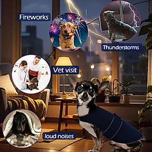 Uadonile Dog Anxiety Shirt,Dog Anxiety Jacket Calming Vest for Thunderstorm,Travel,Separation, Calming Coat Wrap for Dogs, Pet Stress Relief Anxiety Jacket (Dark Blue, Small)