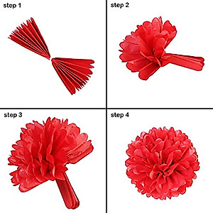 Bulk Patriotic Red White Blue Party Decoration Assortment American USA Flag Banner Star Garland Hanging Paper Fans Hanging Swirl Tissue Paper Pom Poms for 4th of July Independence Day Memorial Day