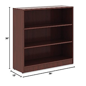 Lorell Mahogany Laminate Bookcase, 36" x 36" x 12"
