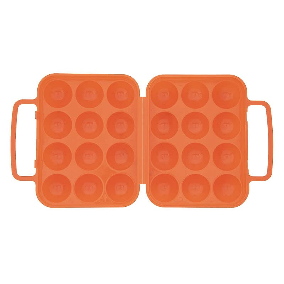 Outdoor Life Plastic Egg Carrier with Handle for Easy Transport, Use at Home or While Camping, Made of BPA-Free Plastic, 7.87x6.5x2.95 Inch, Orange