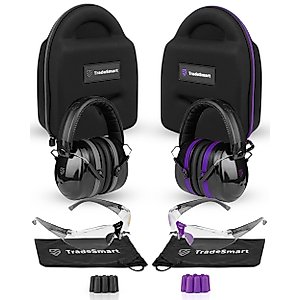 TradeSmart Gun Range Protection Duo Kit - Purple and Grey Shooting Eye and Ear Protection for Women and Men, U.S. Certified